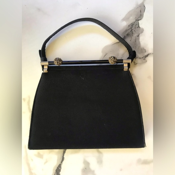 Bags | Vintage After Five Black Satin Purse With Rose Gold Silk ...